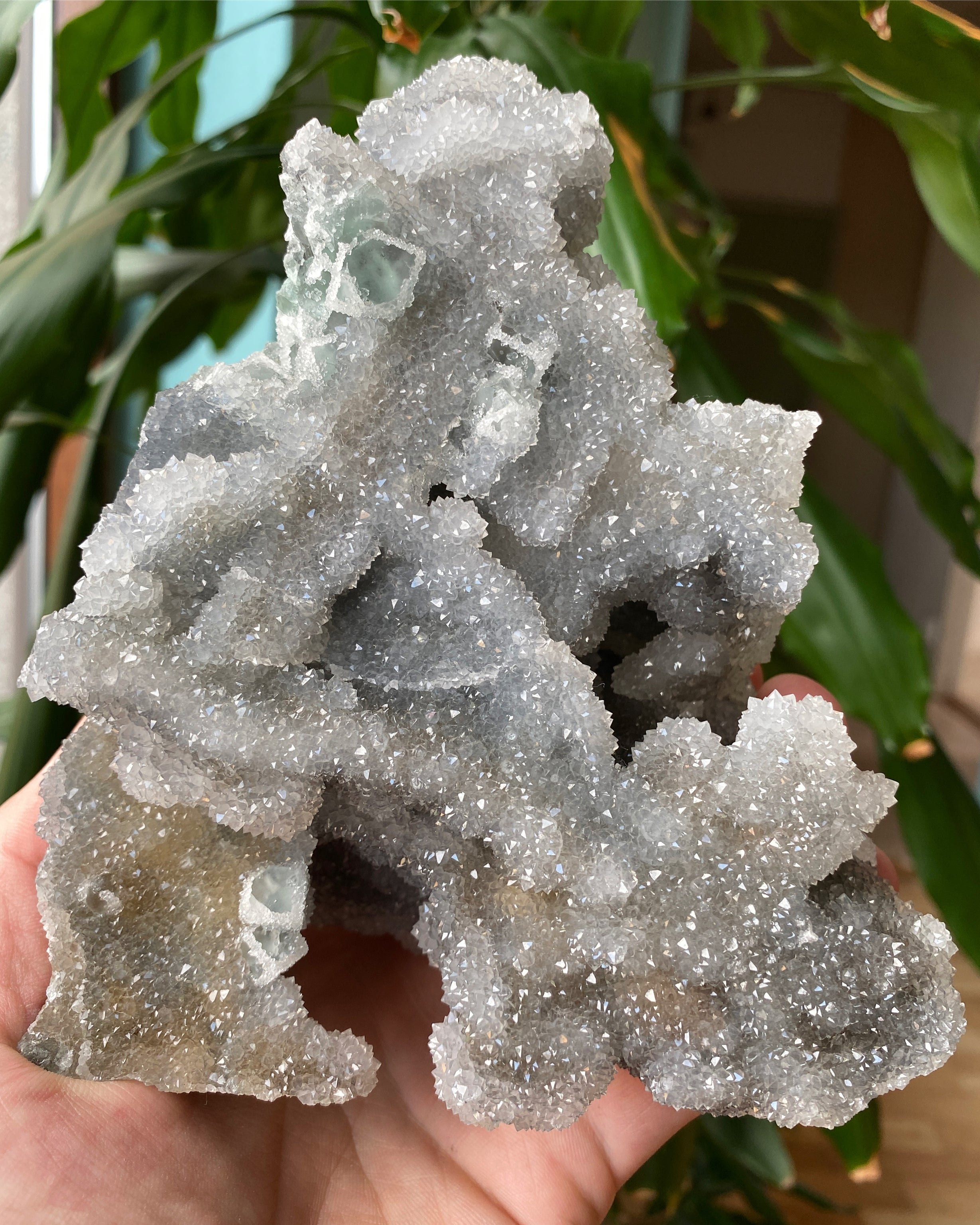 "Sugar" Fluorit (Druzy Kvarts), Kluster - 1314g– Magiska Stenar